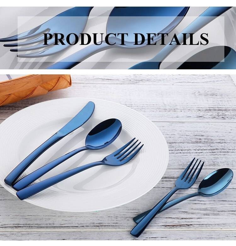 Luxury 20pcs Luxury Blue Cutlery Set Stainless Steel Dinnerware Set ...