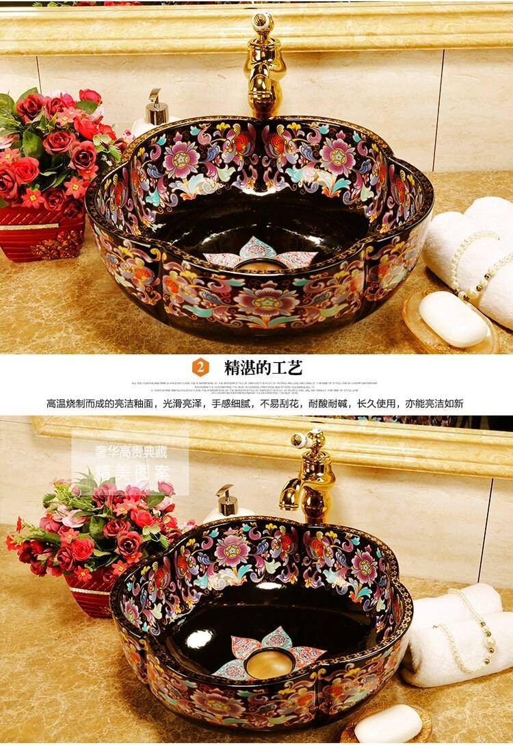 Luxury Artistic hand painted ceramic porcelain wash basin lavabo sink ...