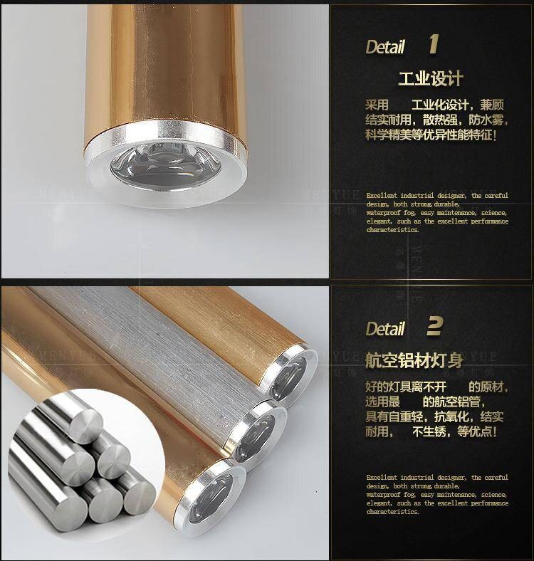 Luxury Bar Cafe Led pipe pendant light for dining room hotel room ...