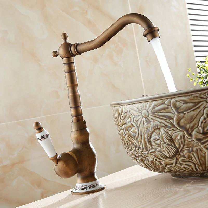 Luxury Basin Faucets Antique Bathroom Sink Mixer Grifo Lavabo Single ...