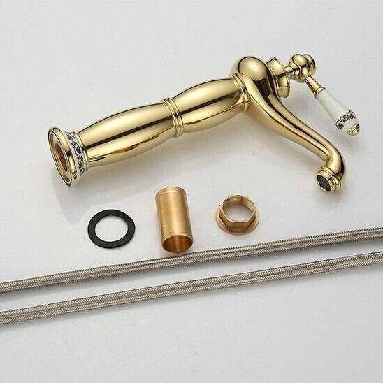 Luxury Basin Faucets Deck Mounted Gold Plating For Mixer Taps Single ...