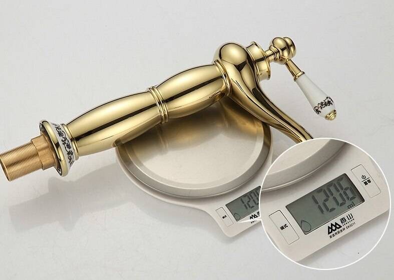 Luxury Basin Faucets Deck Mounted Gold Plating For Mixer Taps Single ...