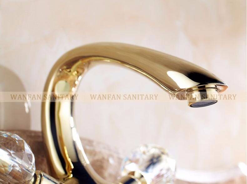 Luxury Basin Faucets Gold Brass Crystal Handle Bathroom Faucet Tap ...