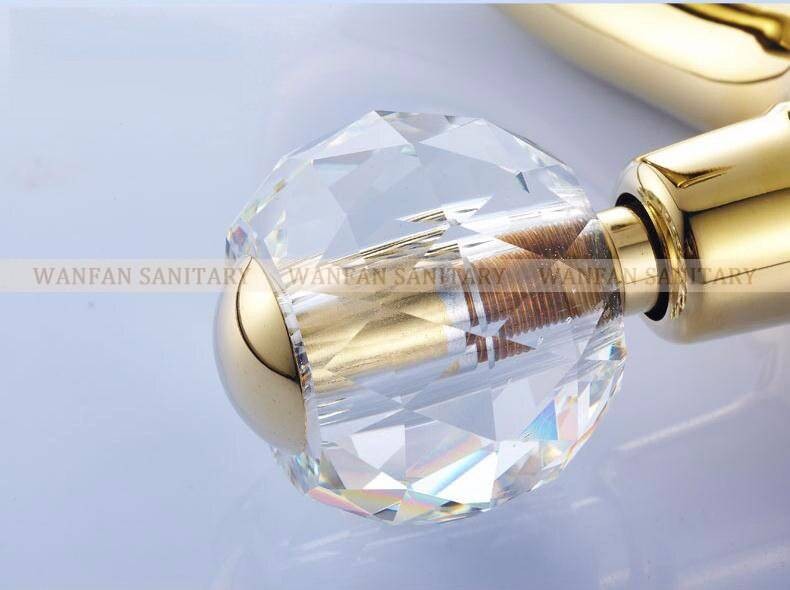 Luxury Basin Faucets Gold Brass Crystal Handle Bathroom Faucet Tap ...