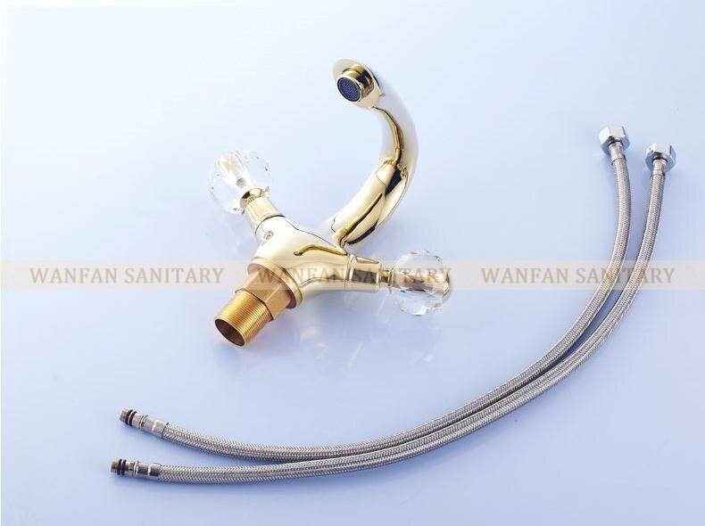 Luxury Basin Faucets Gold Brass Crystal Handle Bathroom Faucet Tap ...