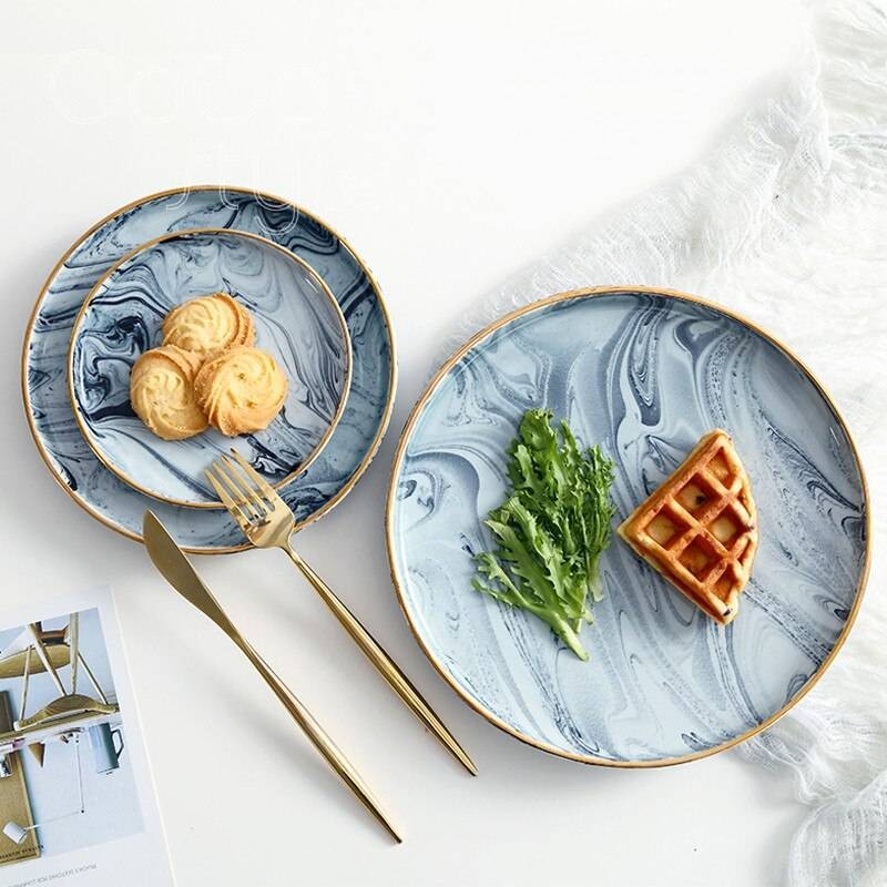 Luxury InsFashion fantastic pink marble pattern ceramic breakfast tray ...