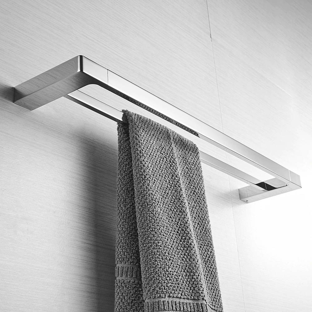 Luxury Contemporary Chrome Finish Double Towel Bar Bathroom Accessories ...