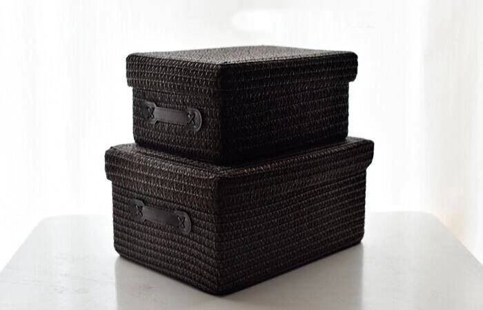 Luxury Covered storage box thickening imitation grass woven storage ...