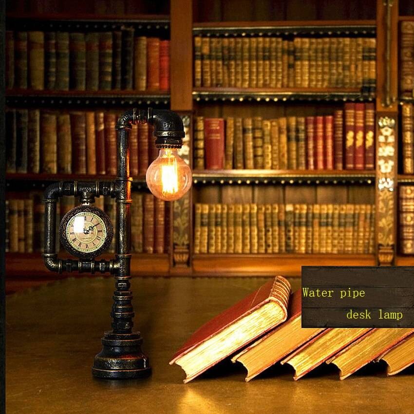 Luxury Industrial retro style water pipe table lamp Creative vintage ...