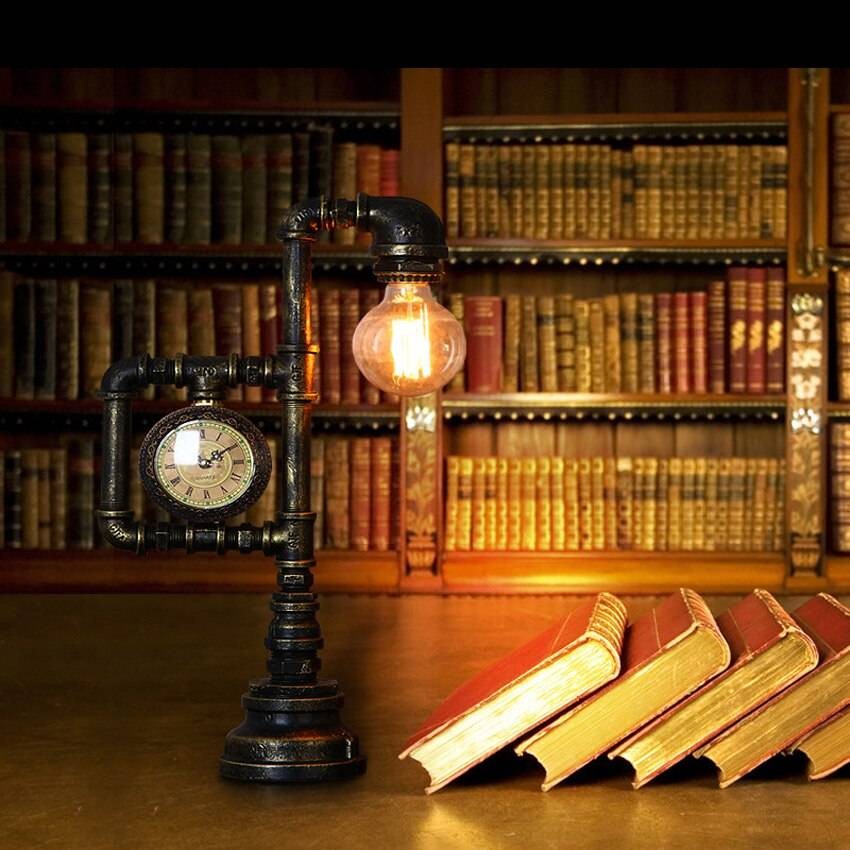 Luxury Industrial retro style water pipe table lamp Creative vintage ...