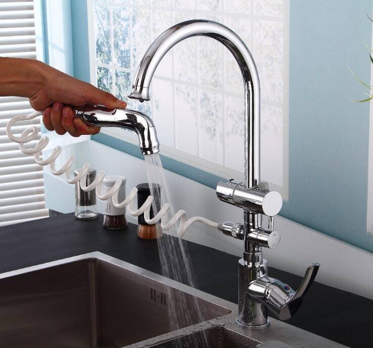 Luxury Simple and generous multi-function pull faucet kitchen faucet ...