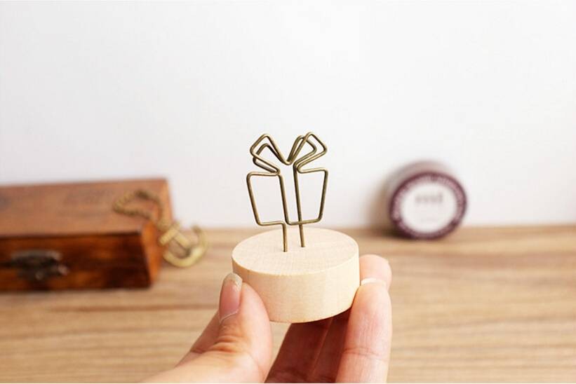 Luxury Natural Wood Memo Pincer Clips Paper Photo Clip Holder Wooden ...
