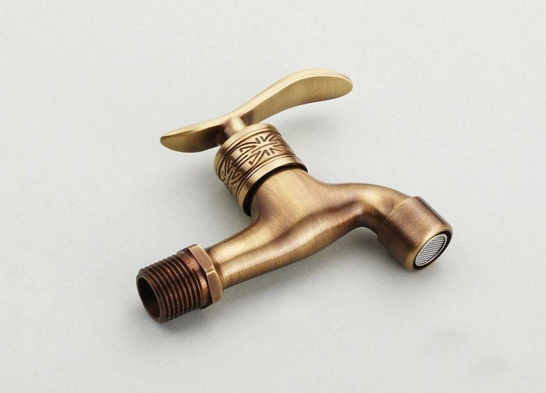 Luxury NEW Flower Carved Antique Brass Washing Machine Faucet Single ...