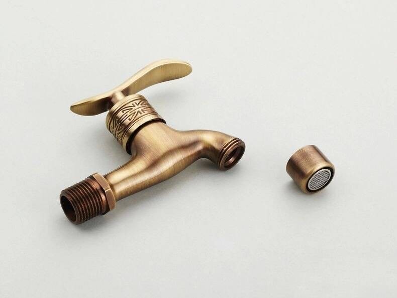 Luxury NEW Flower Carved Antique Brass Washing Machine Faucet Single ...