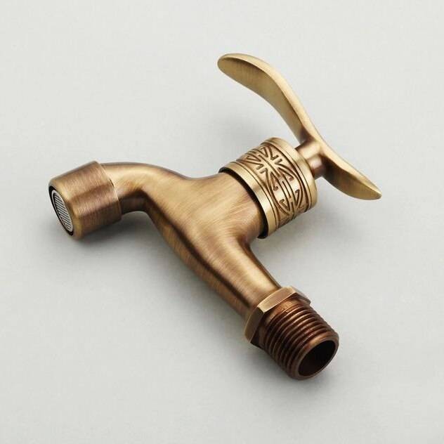 Luxury NEW Flower Carved Antique Brass Washing Machine Faucet Single ...