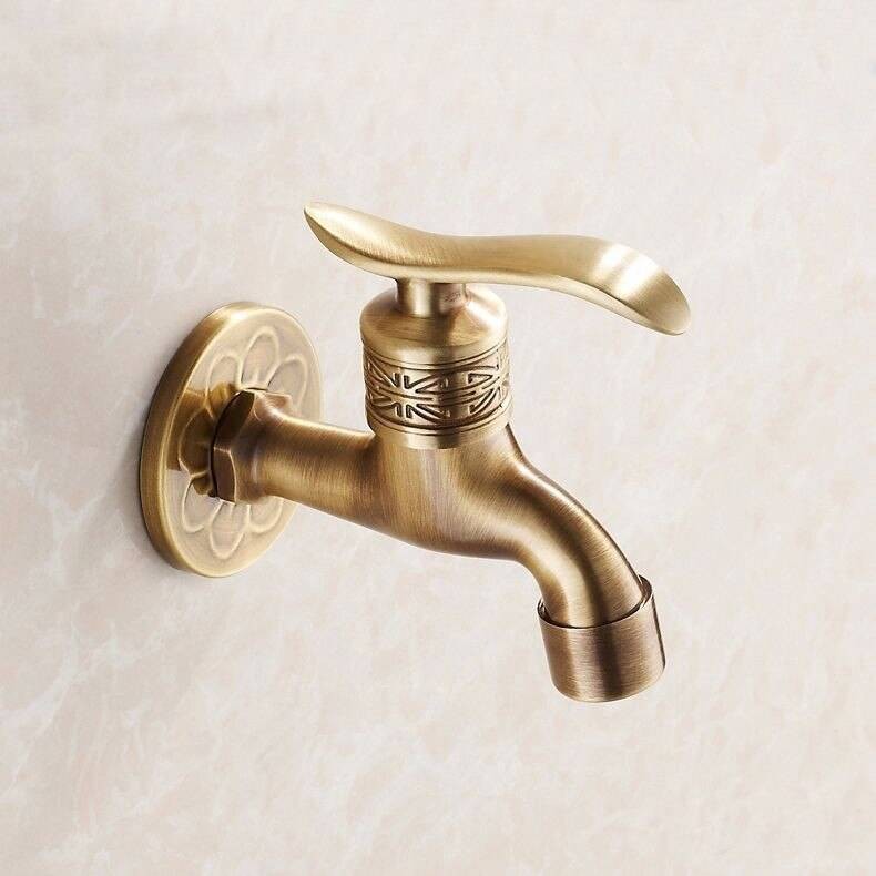 Luxury NEW Flower Carved Antique Brass Washing Machine Faucet Single ...