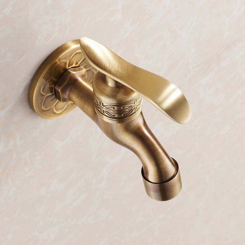 Luxury NEW Flower Carved Antique Brass Washing Machine Faucet Single ...
