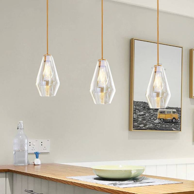 Luxury Nordic post modern LED glass pendant lights full copper foyer ...