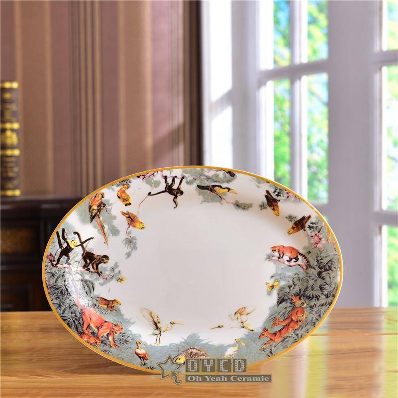 Luxury Porcelain dinnerware set bone zoology animal design embossed ...