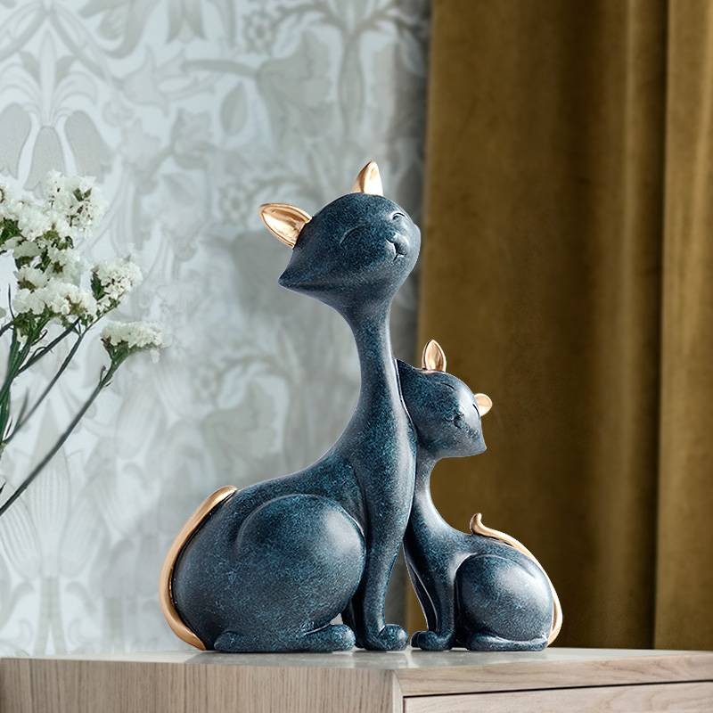 Luxury Resin Cat Figurines Miniatures Decorative Animals desktop gift ...