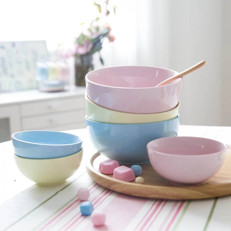 Luxury Solid Color Rice Bowl Dinner Bowl Ceramic Dinnerwares,Solid ...