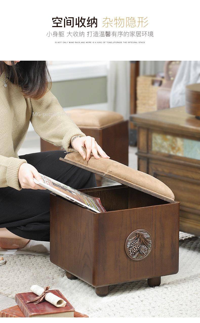 Luxury Solid wood storage stool storage stool can sit adult household ...