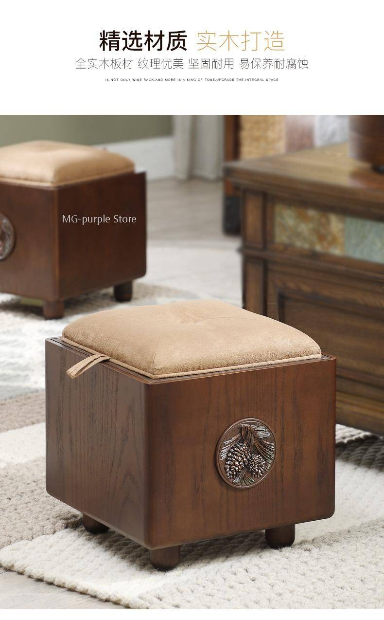 Luxury Solid wood storage stool storage stool can sit adult household ...