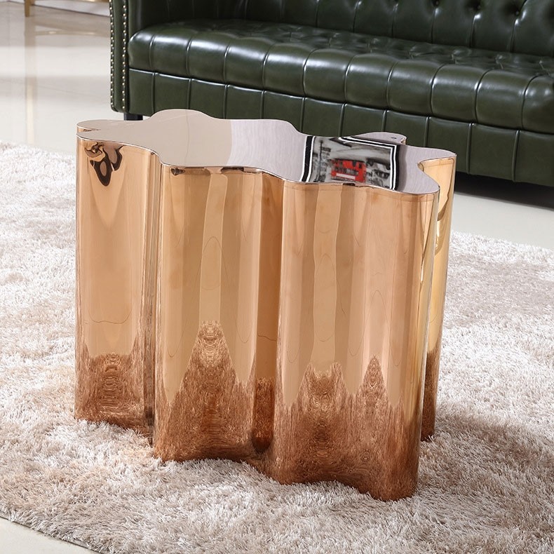 Luxury Stylish Minimalist Rose Gold Side Table 28" Stump End Table ...