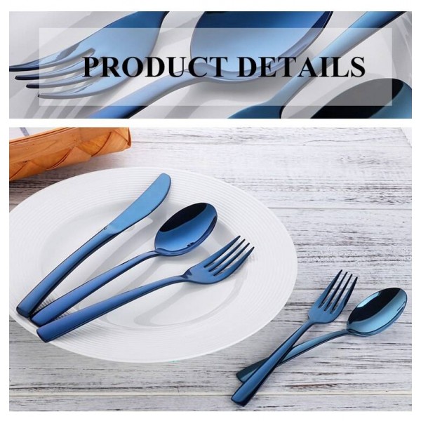 Luxury 20pcs Luxury Blue Cutlery Set Stainless Steel Dinnerware Set ...