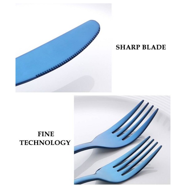 Luxury 20pcs Luxury Blue Cutlery Set Stainless Steel Dinnerware Set ...