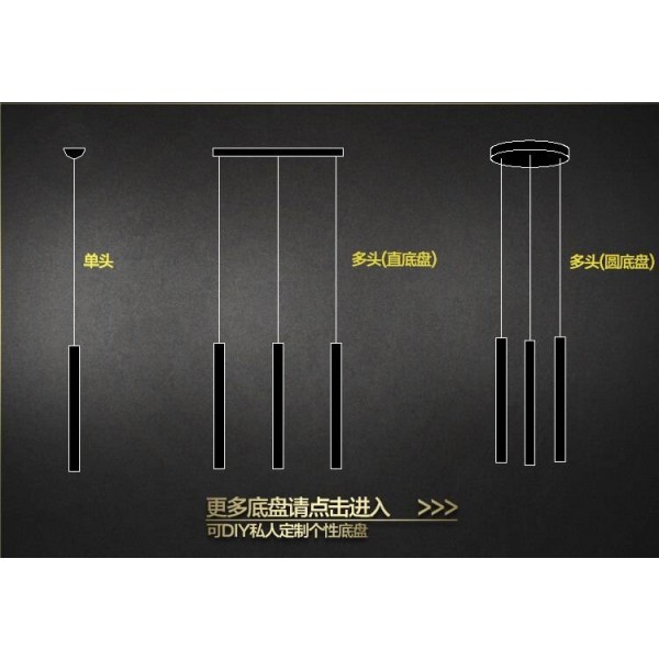 Luxury Bar Cafe Led pipe pendant light for dining room hotel room ...