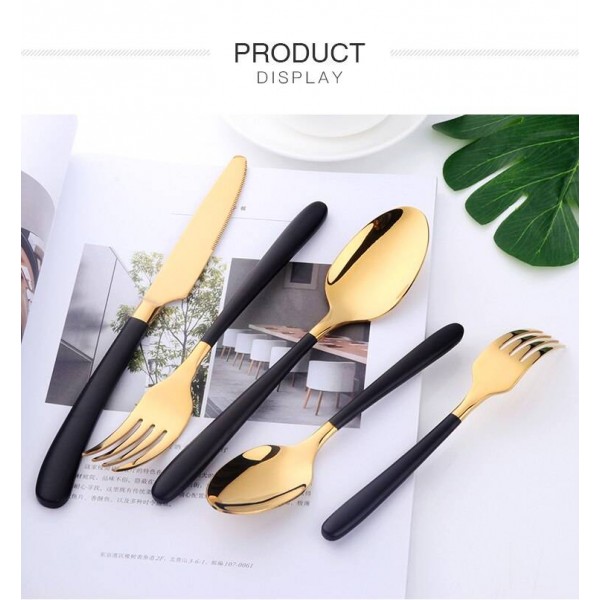 Luxury 20-Piece Flatware Set Stainless Steel 18/10 Cutlery Gold with ...