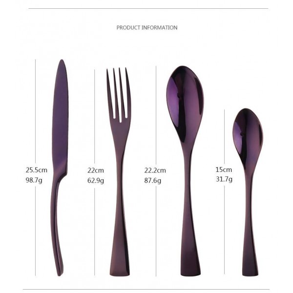 Luxury Gold Flatware Set Stainless Steel Cutlery 18/10 Utensils Kitchen ...