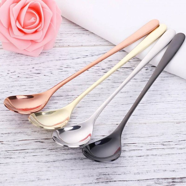 Luxury Long Handle Tea Spoon Coffee Spoon Mirror Polished Ice Cream ...