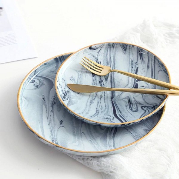 Luxury InsFashion fantastic pink marble pattern ceramic breakfast tray ...