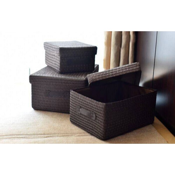 Luxury Covered storage box thickening imitation grass woven storage ...