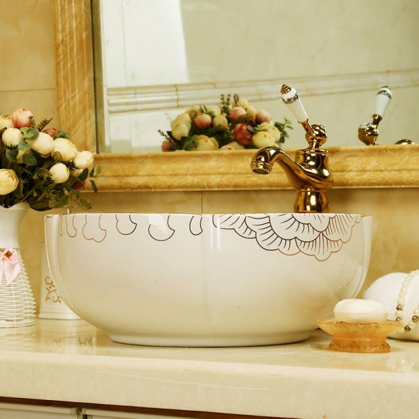 Luxury Europe Vintage Style Art wash basin Ceramic Counter Top Wash ...
