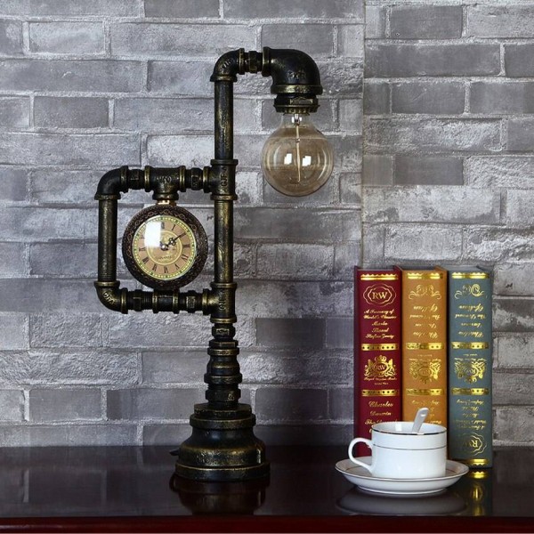 Luxury Industrial retro style water pipe table lamp Creative vintage ...