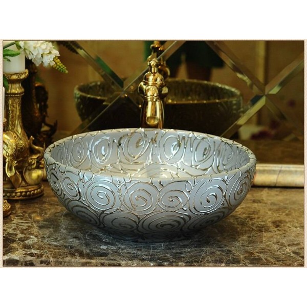 Luxury Ceramics Table Basin Art European Style Carving Bathroom sinks ...