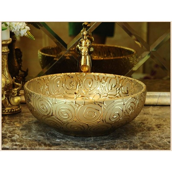 Luxury Ceramics Table Basin Art European Style Carving Bathroom sinks ...