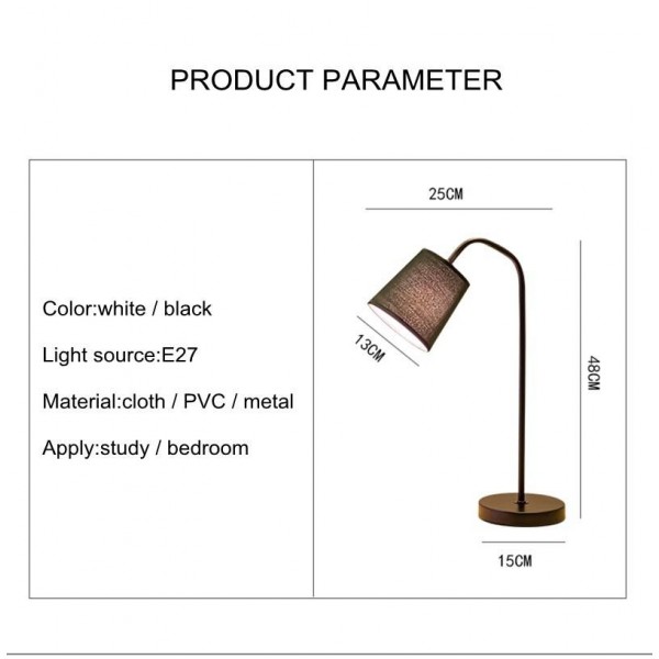 Luxury Modern simple style desk lamps study room table light black ...