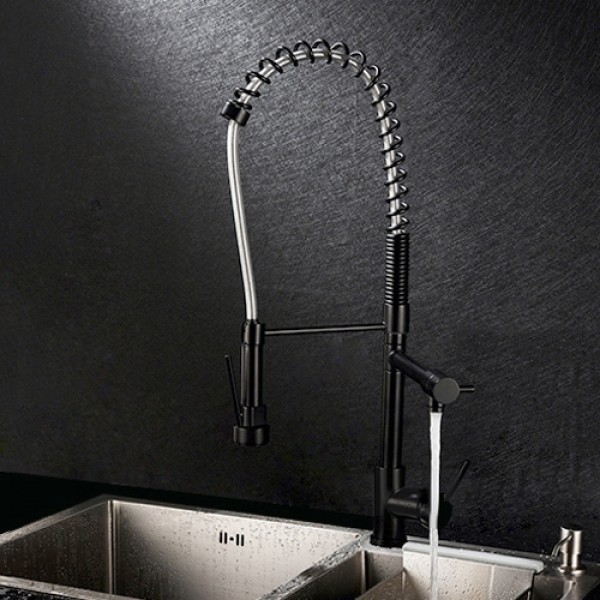 Luxury Modern Single Hole Spring Coil Pull Down Spray Kitchen Faucet ...