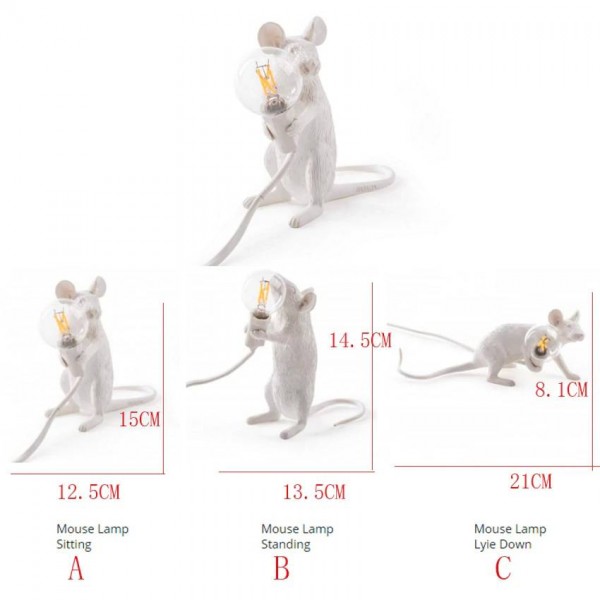 Luxury Nordic Desk Lamp Mouse Resin EU/USA Plug Rat Table Lamp Light ...