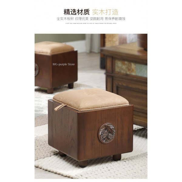 Luxury Solid wood storage stool storage stool can sit adult household ...