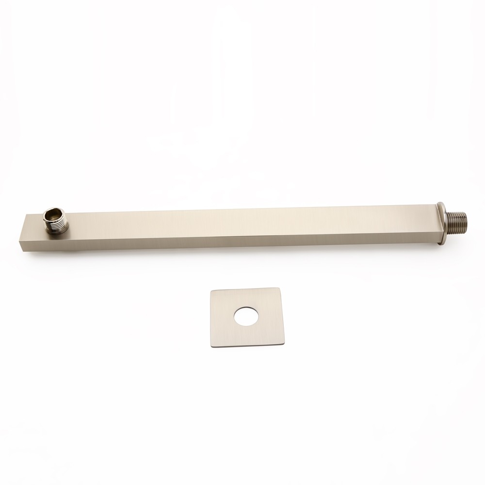 Luxury 16 Inch Solid Brass Wall-Mount Square Shower Arm and Trim Plate ...