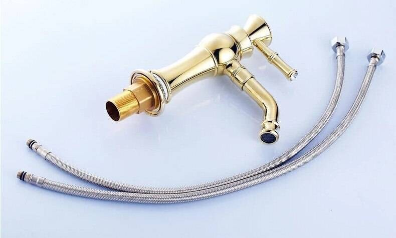 Luxury 8 Golden Faucets Bathroom Sink Basin Brass Faucet Mixer Tap 360
