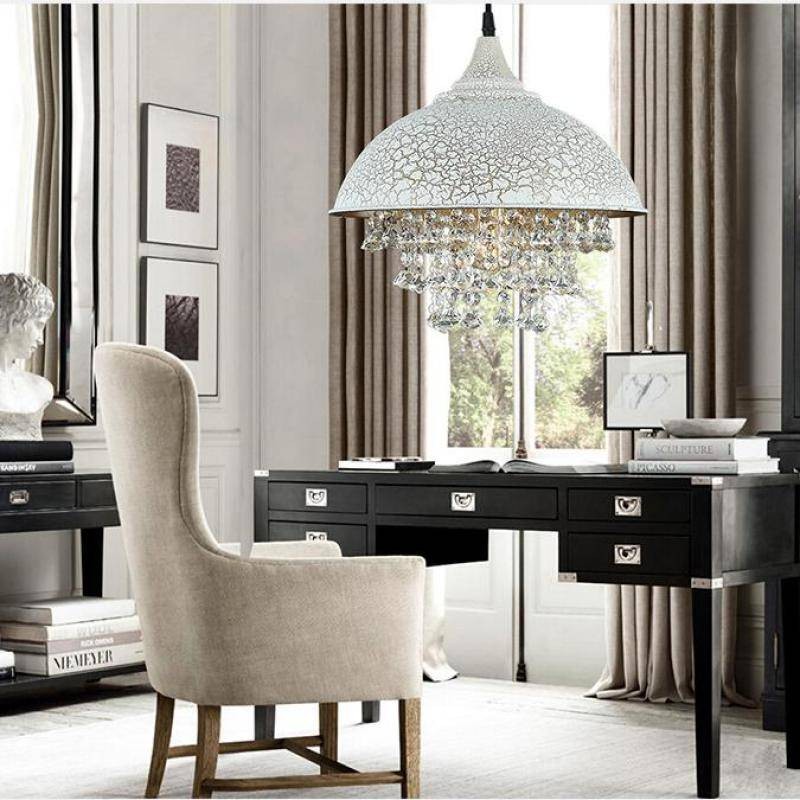 Luxury American Country Vintage Iron Crystal pendant light Dining Room ...