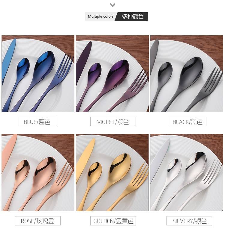 Luxury Gold Flatware Set Stainless Steel Cutlery 18/10 Utensils Kitchen ...