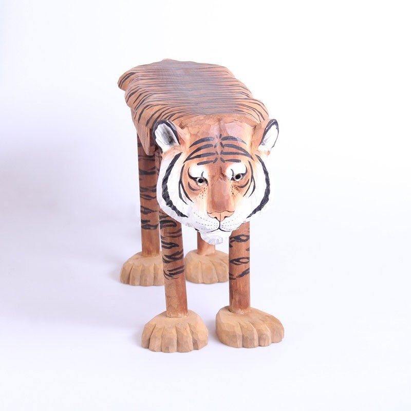 Luxury Creative Hand-Carved Armless Entryway Bench with Four Legs Solid ...