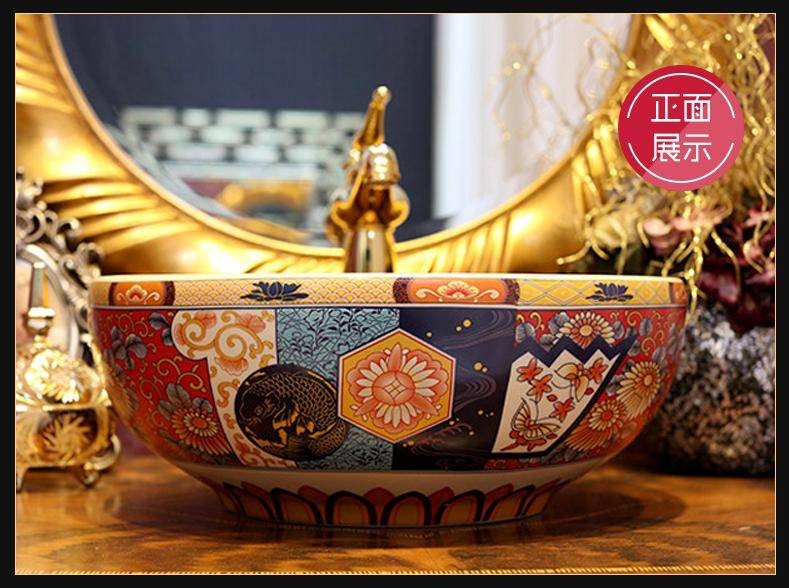 Luxury Europe Vintage Style Ceramic Washing Basin Bathroom Counter Top